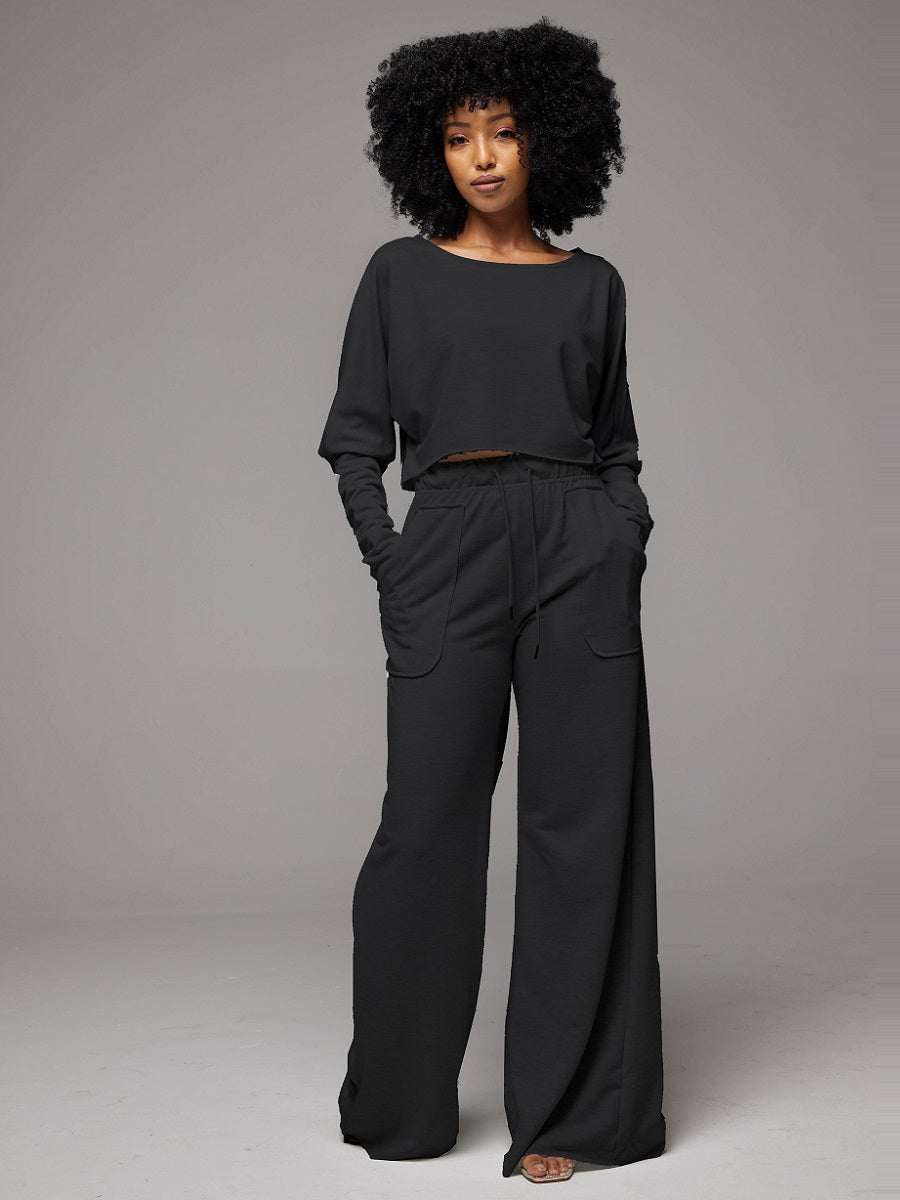 Raw-cut Top & Wide-Leg Pants Set – HAUS SAVAGE